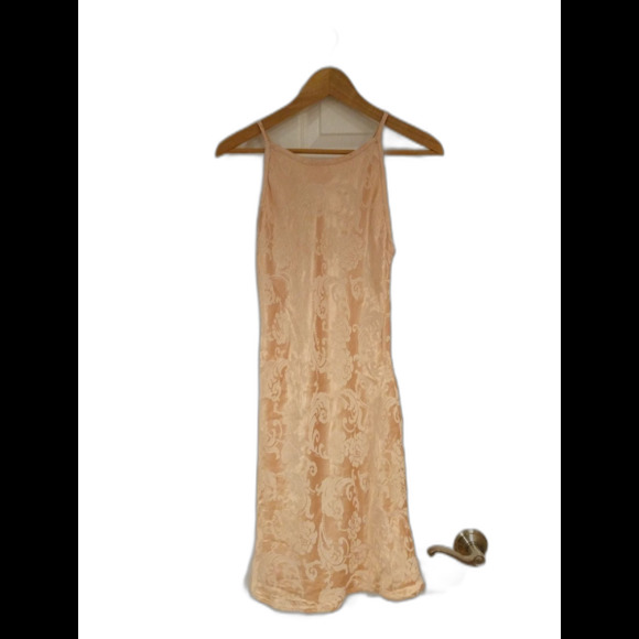 Dresses | Silky Soft Damask Pale Peach Satin Dress Sweet Excellent ...